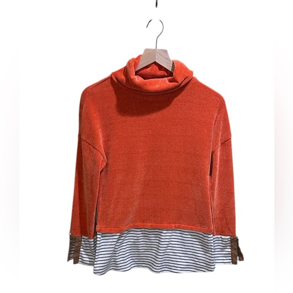 THML | Sweaters | Thml Size Small Orange Cowl Neck Sweater With Striped ...